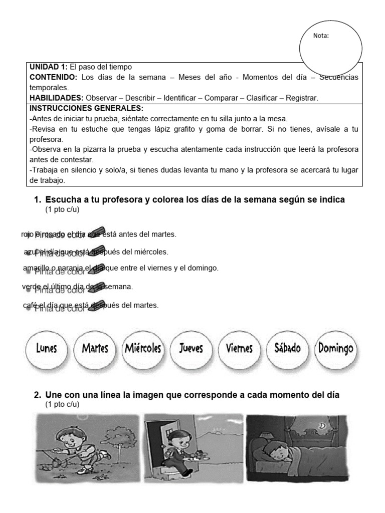 Actividades sobre el tiempo y secuencias | PDF | Artes del Lenguaje y ...