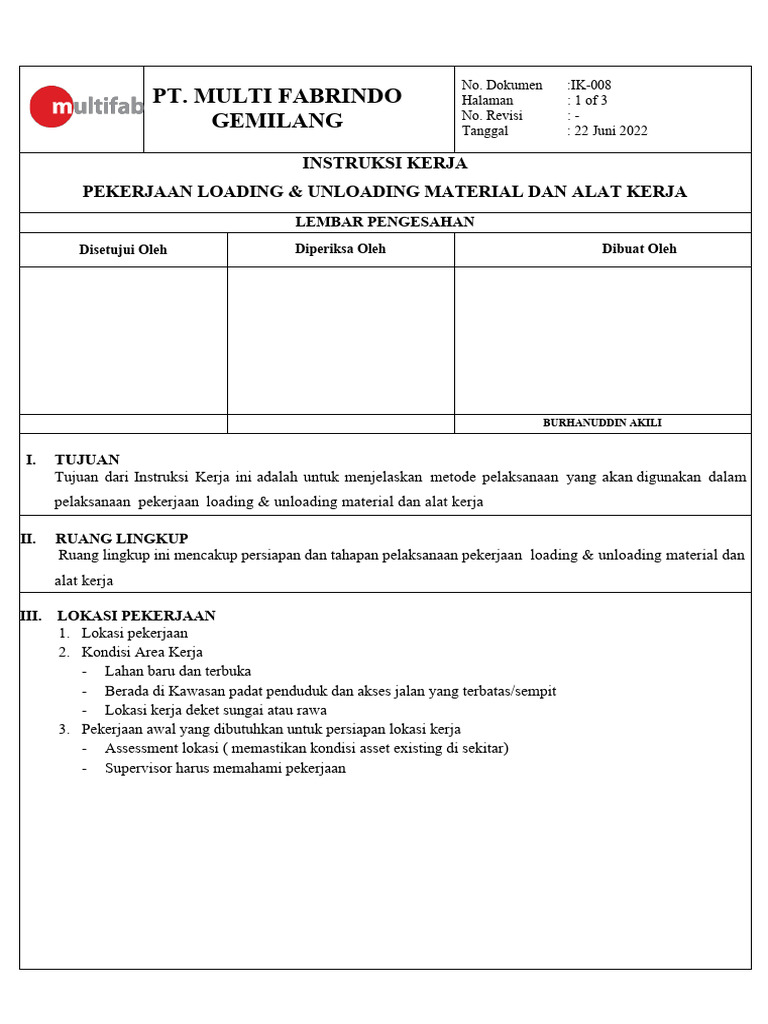 Ik Loading Undloading Material Atau Alat Kerja | PDF