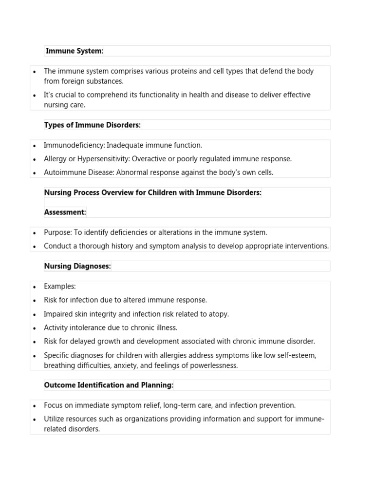 FAmily NSR Care When A Child Has An Immune Disorde | PDF | Immune ...