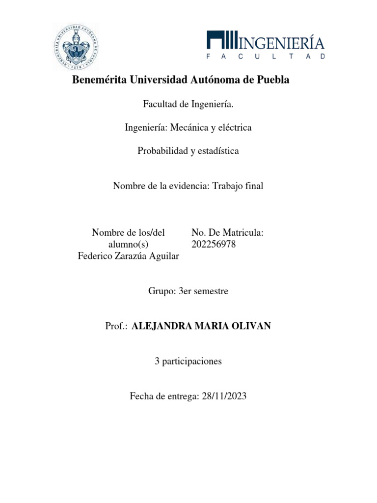 Trabajo Final de Probabilidad y Estadística | PDF