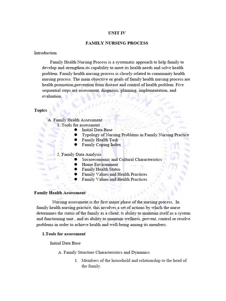 Unit IV MODULE | PDF | Family | Nursing