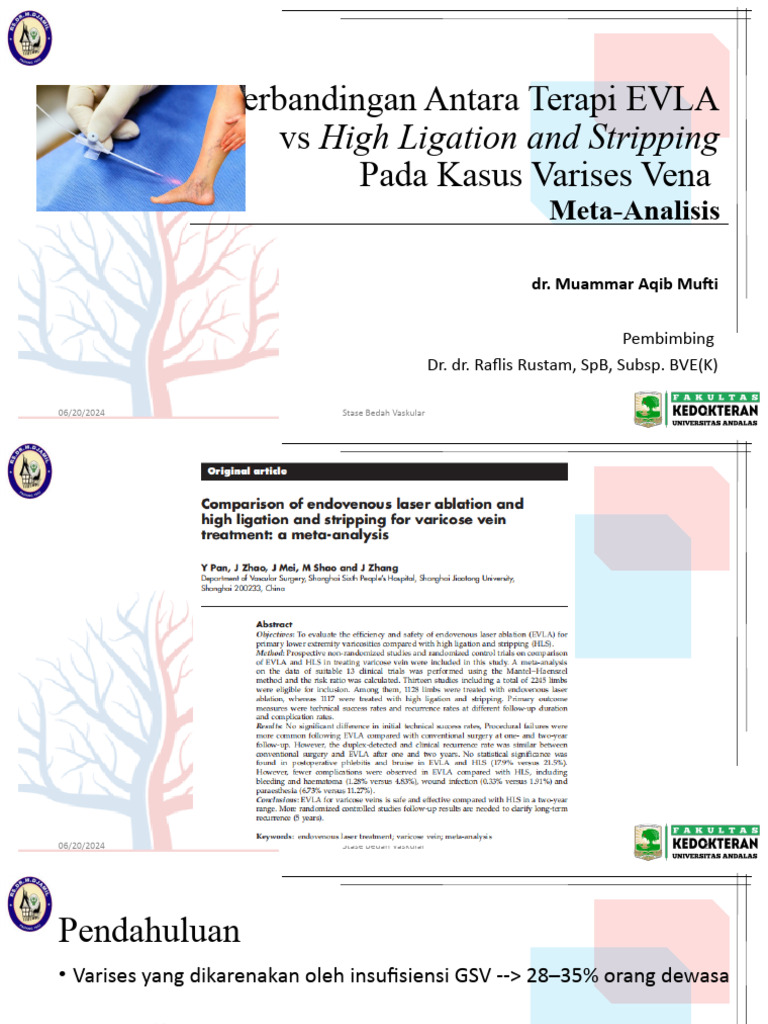 EVLA Vs High Ligation and Stripping Varicose Vein | PDF