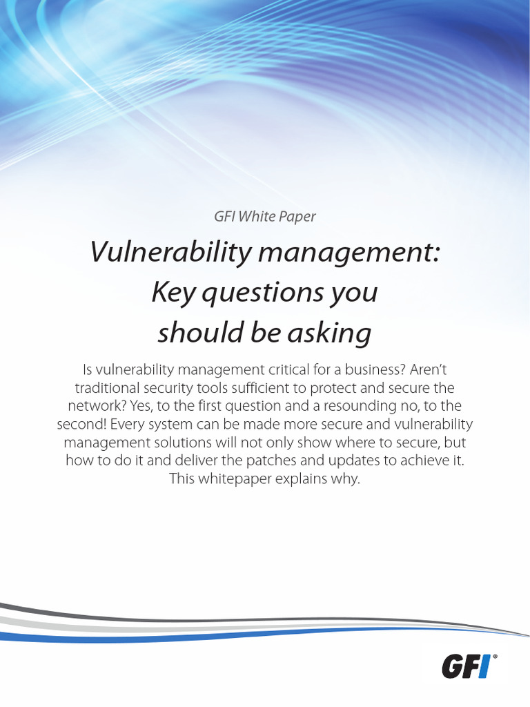 Vulnerability Management Pdf Vulnerability Computing Computer Security