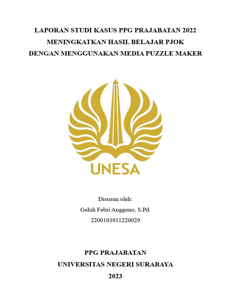 Laporan Studi Kasus PPG Prajabatan 2023 | PDF Laporan Studi Kasus PPG Prajabatan 2023 | PDF