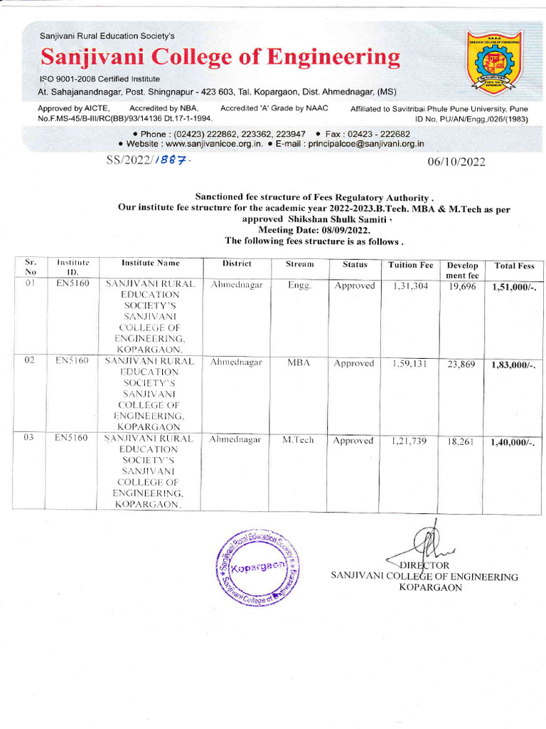 Fees Structure 2022 23 | PDF | Career And Technical Education