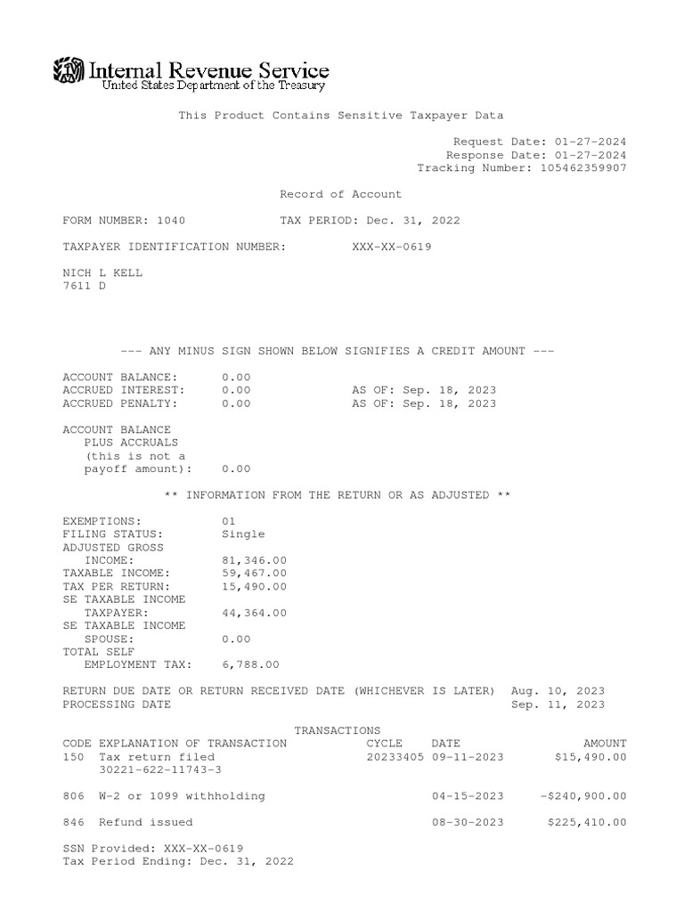 202212_Record of Account_KELL_105462359907 | PDF | Tax Deduction | Irs ...