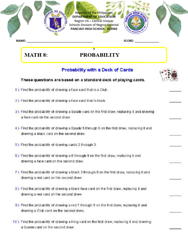 Probability with Venn Diagrams in Math 8 | PDF