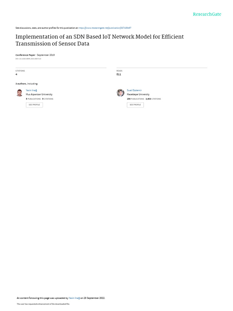 Implementation of An SDN Based IoT Network Model For Efficient Transmission of Sensor Data | PDF ...
