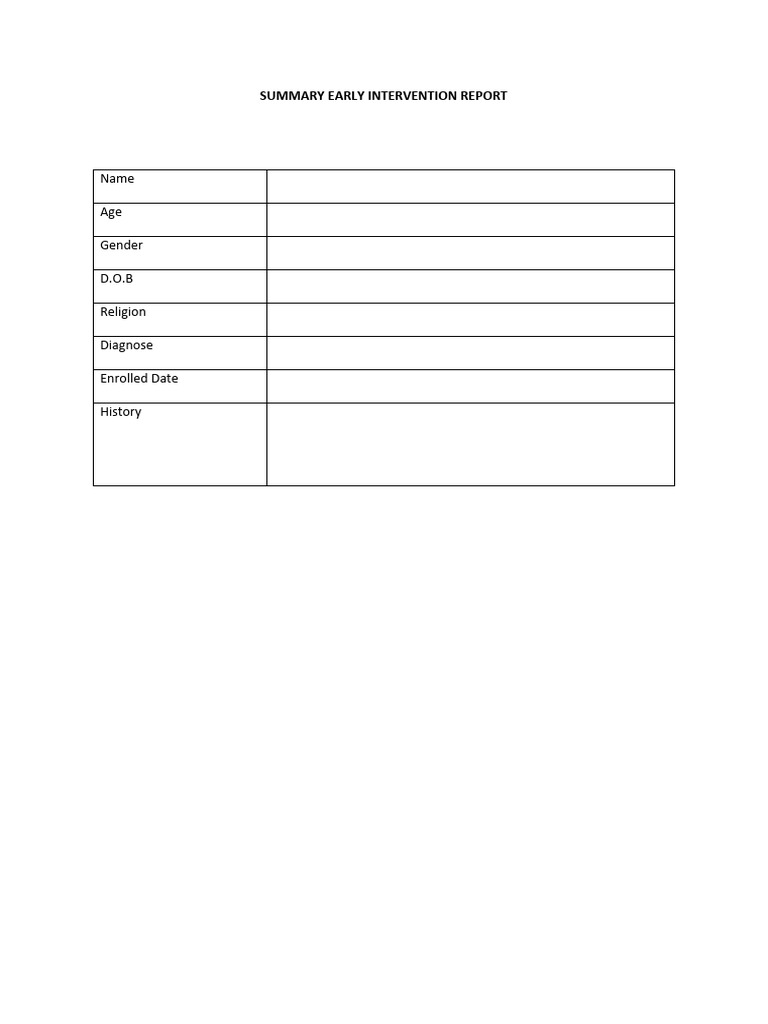 Early Intervention Performance Report | PDF | Hygiene | Clothing