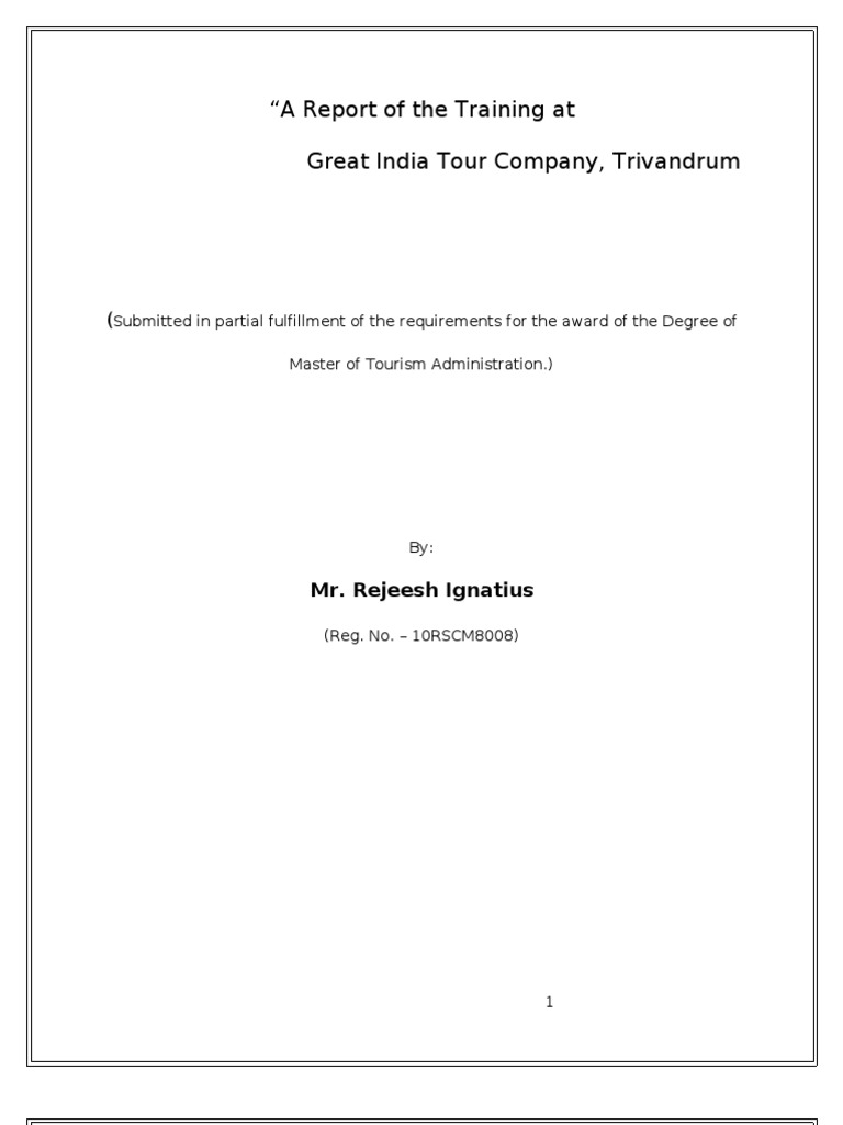 My Training Report | PDF | Travel Agency | Tourism
