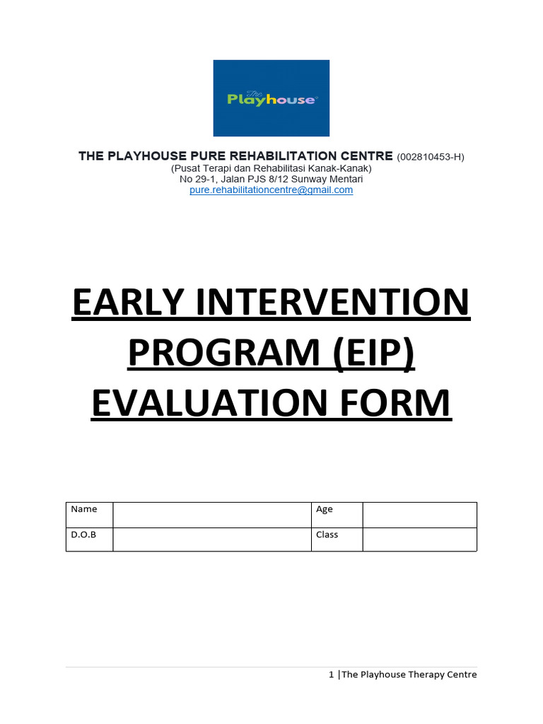 Eip Evaluation Form (Navanish) | PDF | Somatosensory System | Psychotherapy