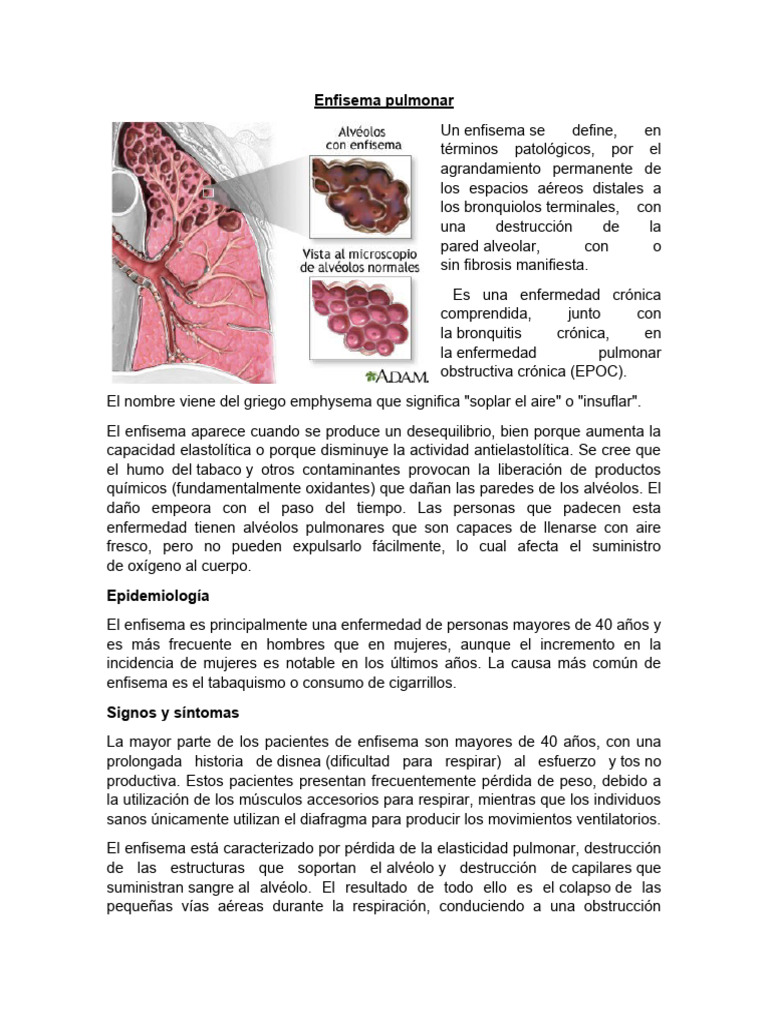Enfisema Pulmonar: Causas y Síntomas | PDF | Enfermedades y trastornos ...