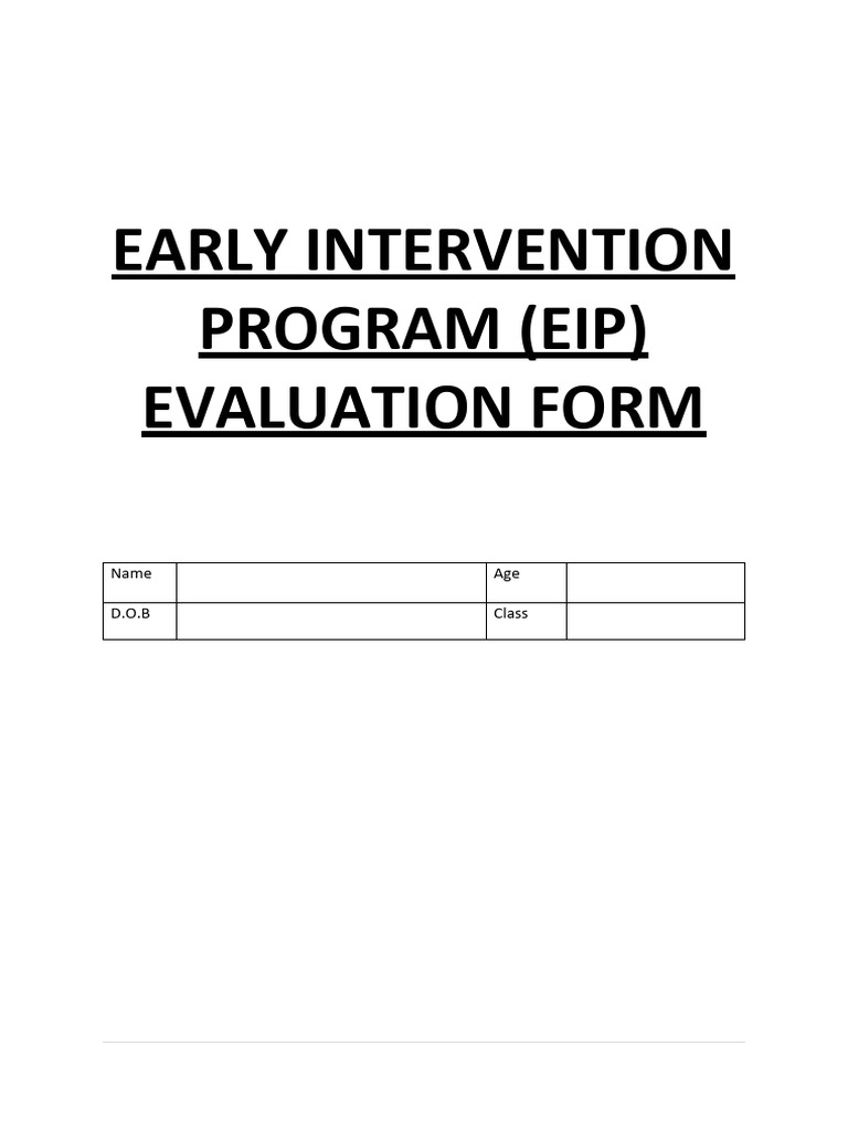Early Intervention Program Evaluation Form | PDF | Somatosensory System ...