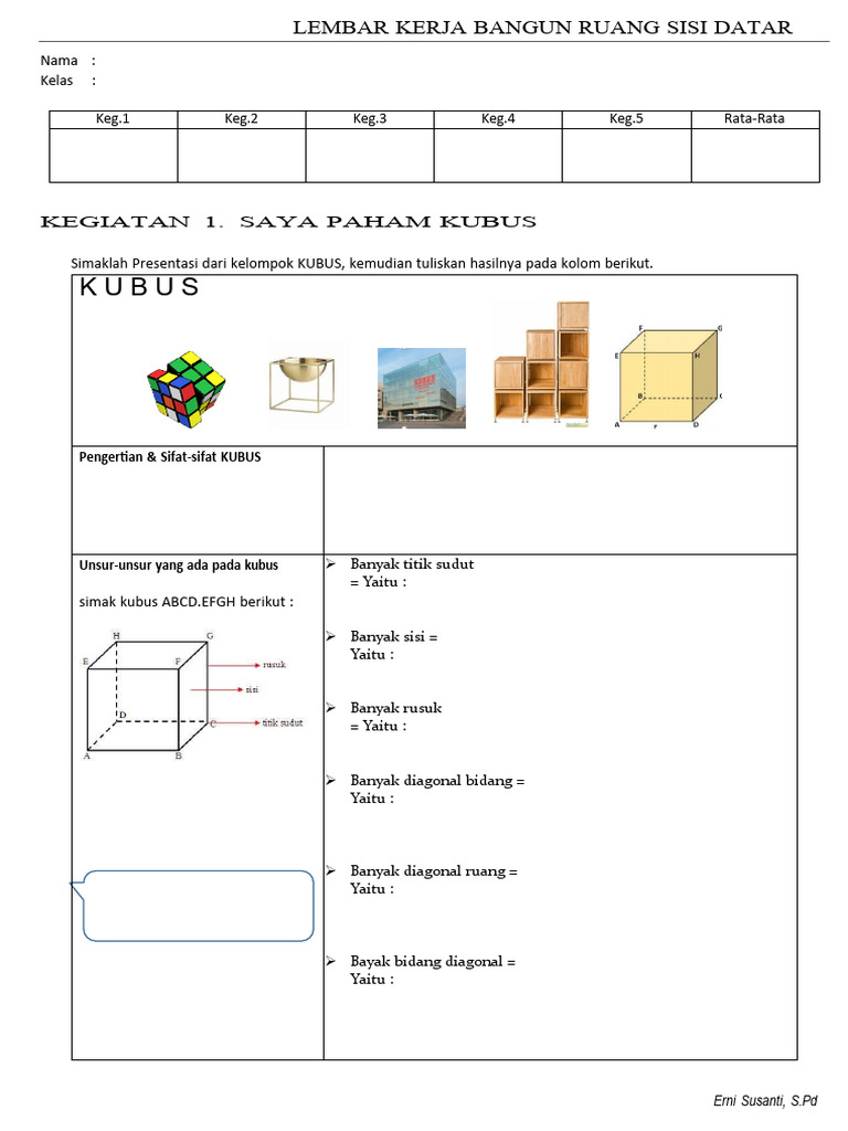 Lembar Kerja Bangun Ruang Sisi Datar | PDF | Metode & Bahan Ajar | Seni