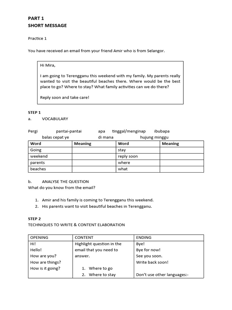 WRITING Part 1 email | PDF