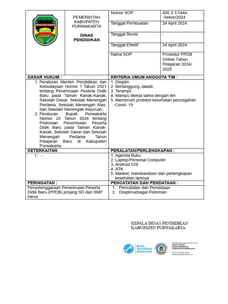 Sop PPDB 2024 2025 | PDF