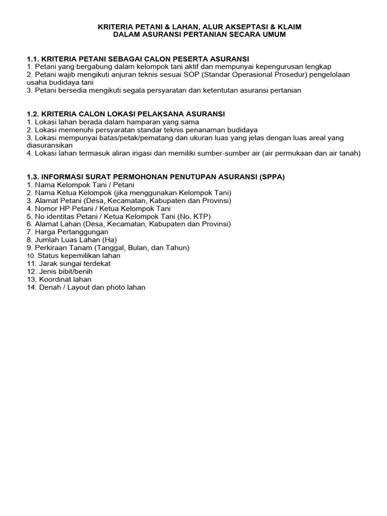 Kriteria & Proses Asuransi Pertanian | PDF | Hukum | Sains & Matematika