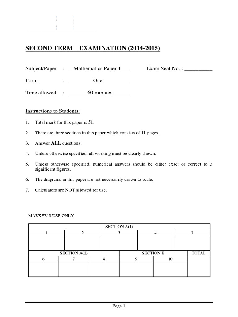 SSC - F1 - 1415 - Final (With Ans) | PDF | Multiple Choice | Mathematics