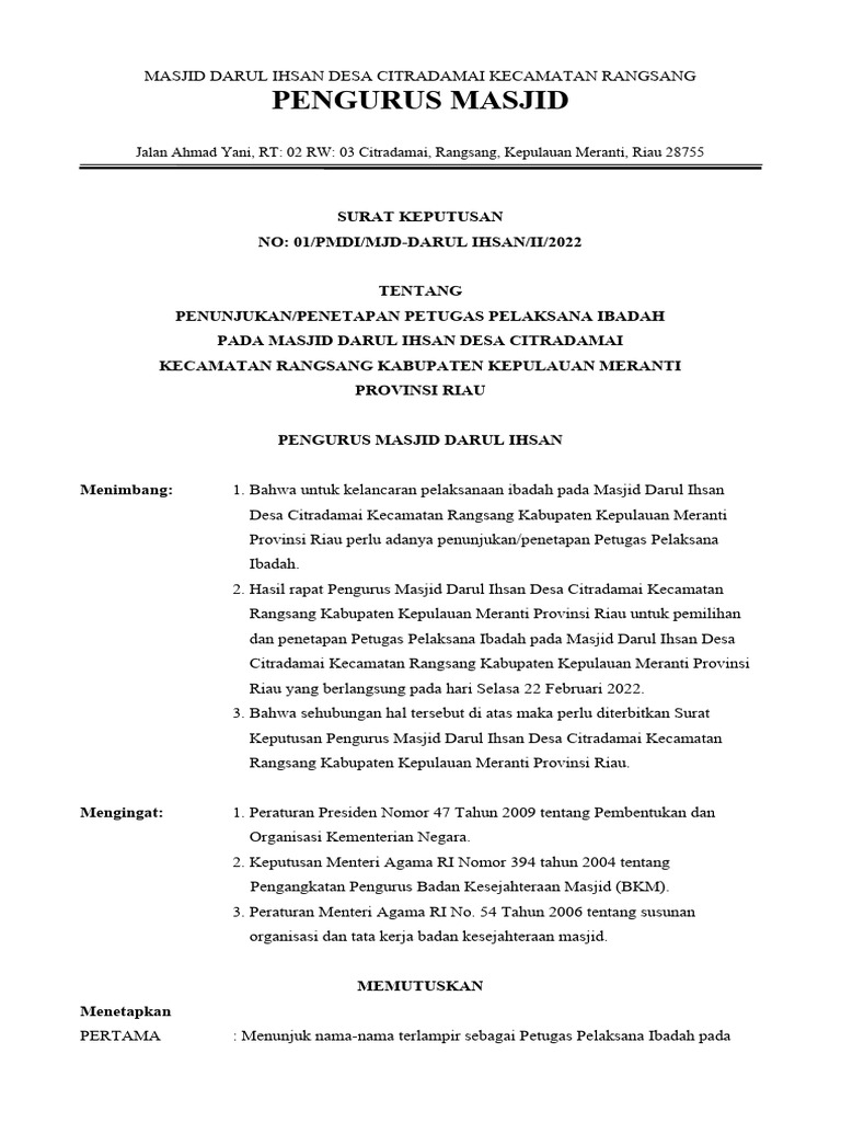 SK Imam Khatib Bilal Marbut - Copy | PDF