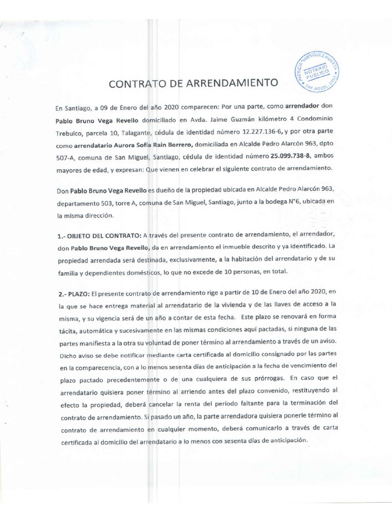 Contrato de Arriendo | PDF