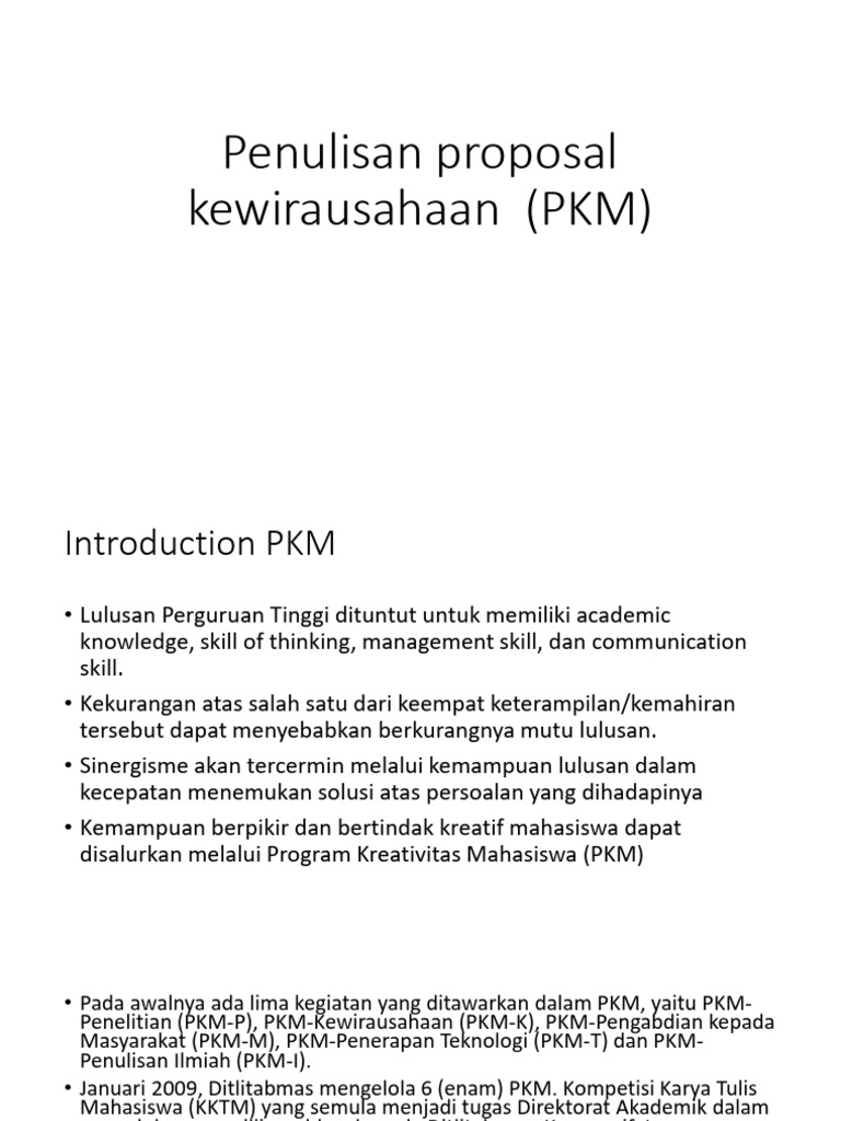 Penulisan Proposal Kewirausahaan (PKM) | PDF