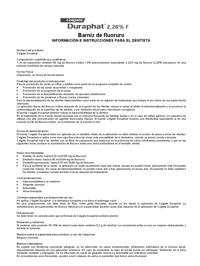 Fluor DURAPHAT | PDF | Diente humano | Fluoruro