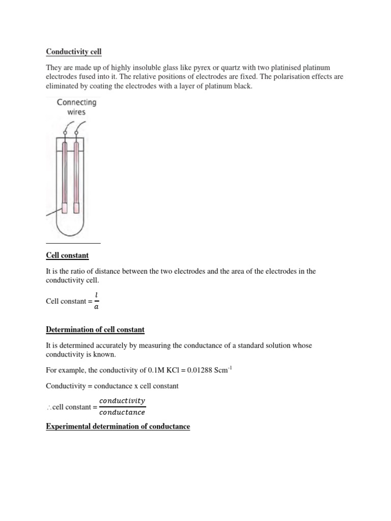 Conductivity Cell | PDF | Teaching Methods & Materials | Technology ...