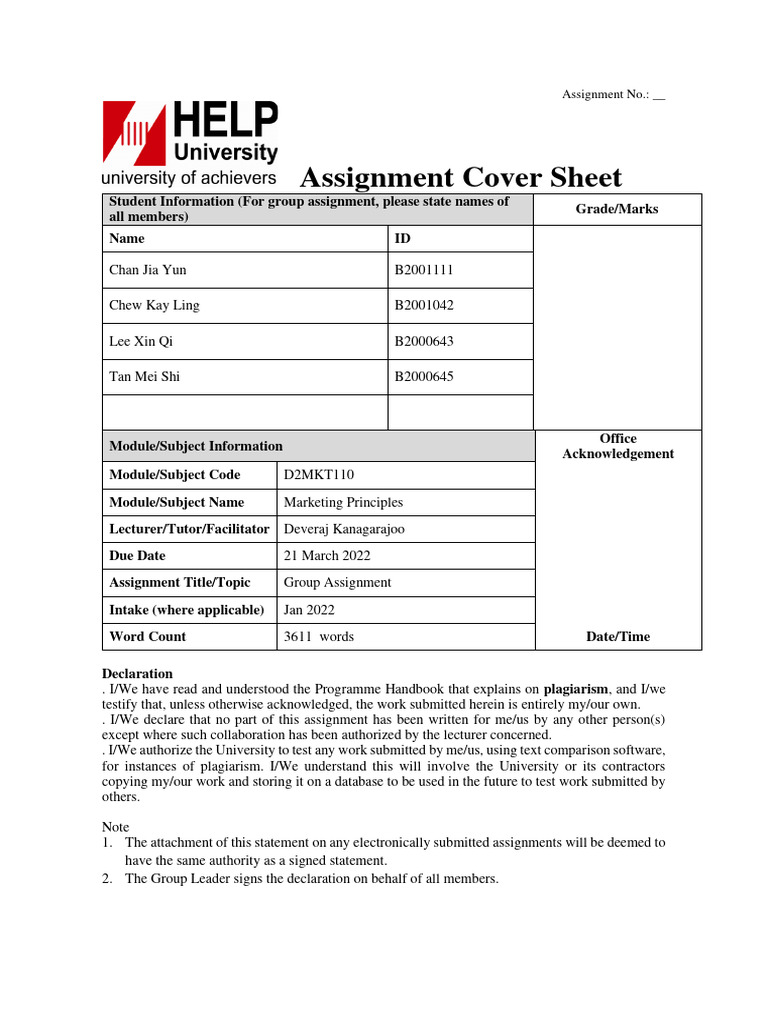 Group 7 Subang 2 - D2MKT110 Assignment | PDF | Educational Technology ...
