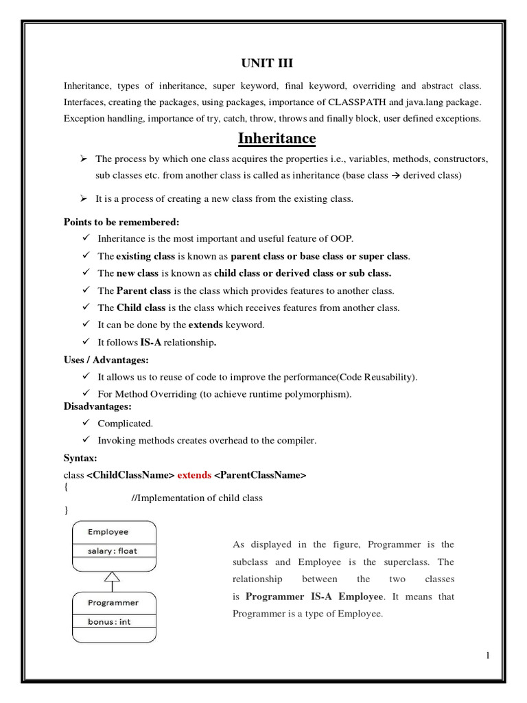 OOP Through Java Unit-3 | PDF | Inheritance (Object Oriented ... OOP Through Java Unit-3 | PDF | Inheritance (Object Oriented ...
