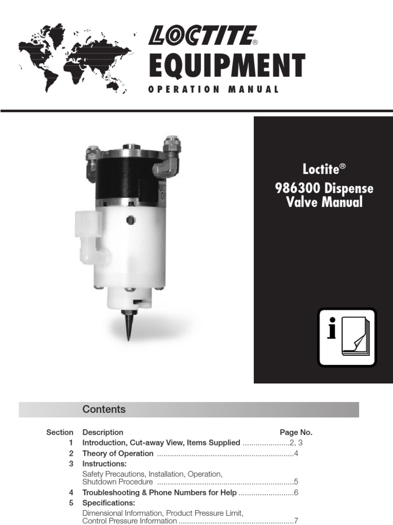 Equipment: Loctite 986300 Dispense Valve Manual | PDF | Valve | Pressure
