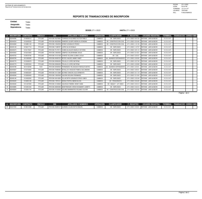 Reporte Transacciones | PDF