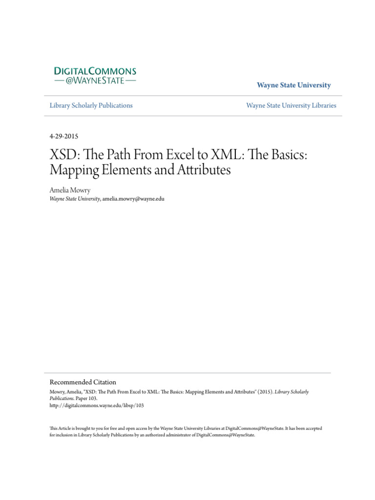 Xsd The Path From Excel To Xml The Basics Mapping Elements And Download Free Pdf