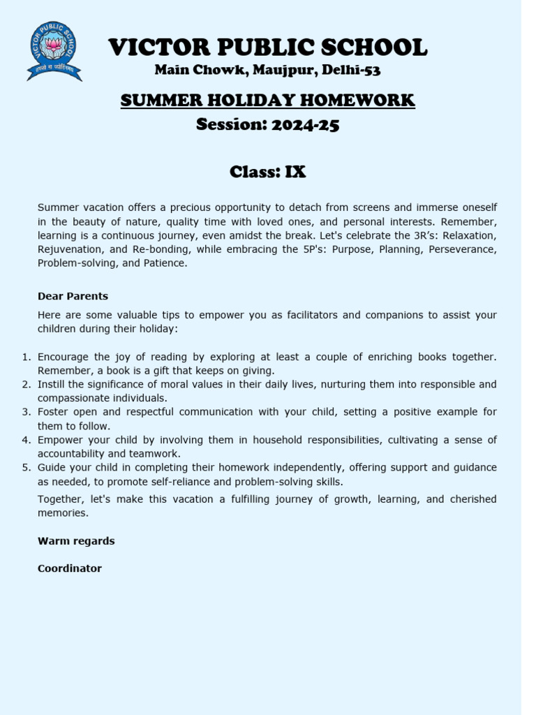 SOFOS-jeQ85ePFJr-Summer Holiday Homework 9 | PDF | Speed | Velocity