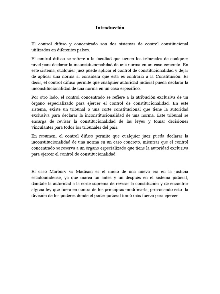 Control Difuso y Concentrado | PDF | Constitución | Judicaturas