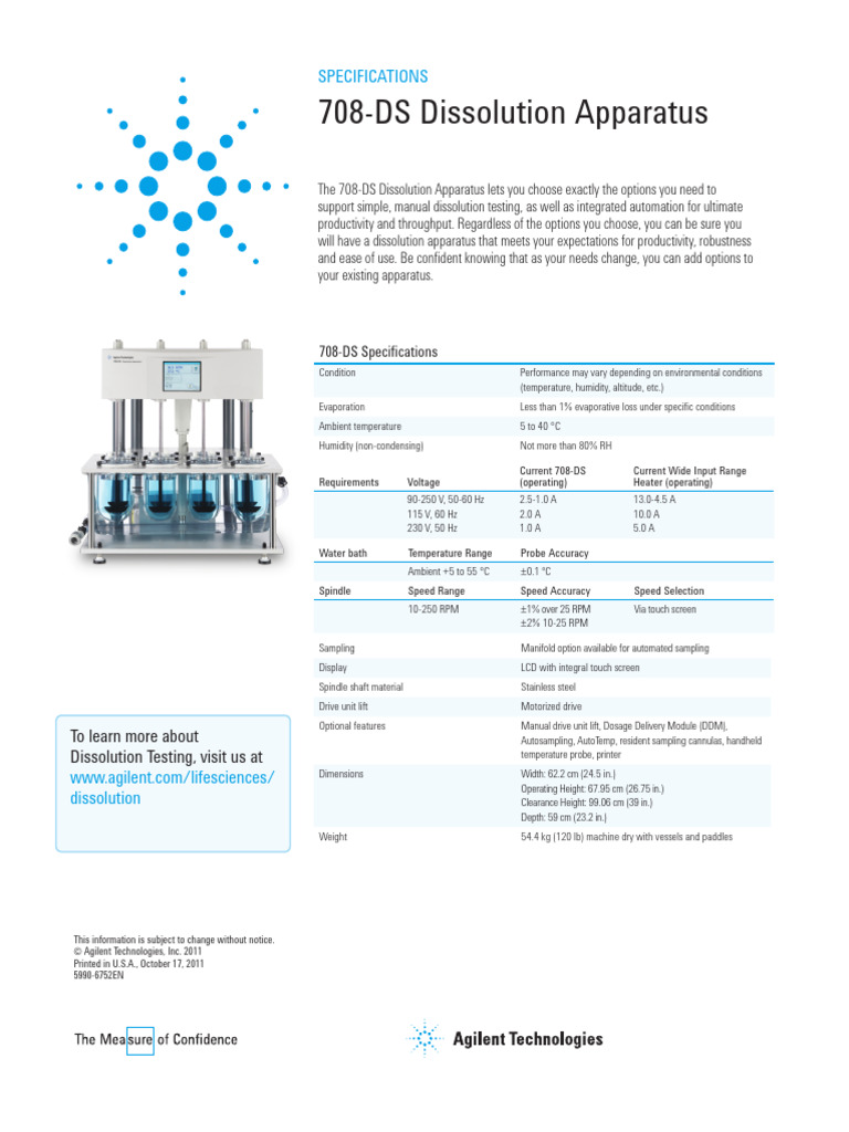 5990-6752EN 708-DS Spec Sheet | PDF | Humidity | Manufactured Goods