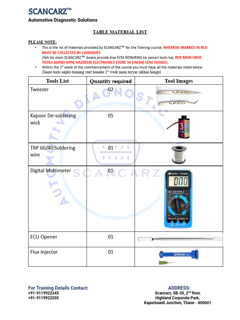 ECM Repairing Tools List - 8984101d 38ff 444c 9ad2 128ed4b2e21a | PDF ...