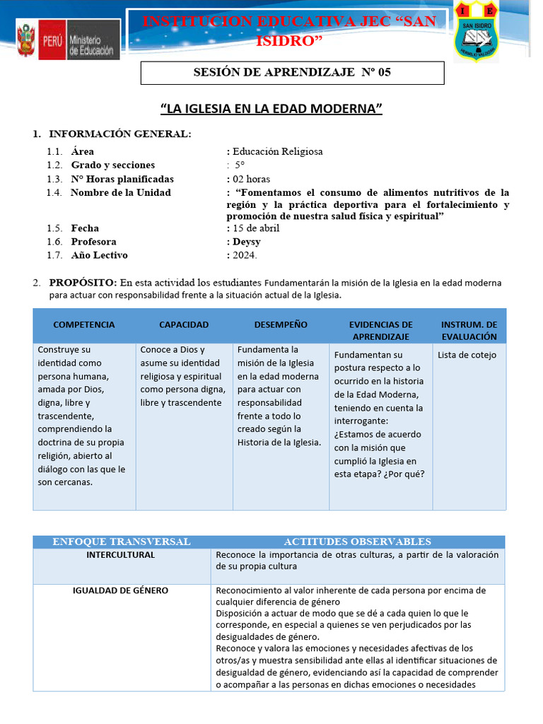 Sesión de Aprendizaje 5° | PDF | Aprendizaje | Maestros