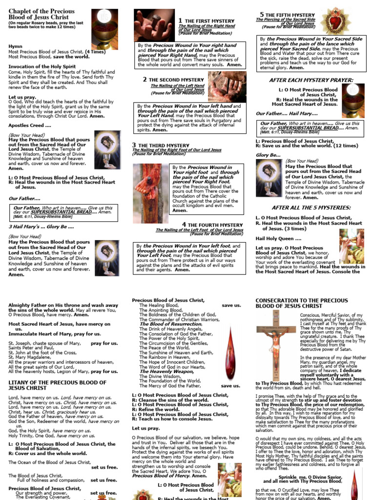 Chaplet of The Precious Blood of Jesus CHRST | PDF | Jesus | Mercy