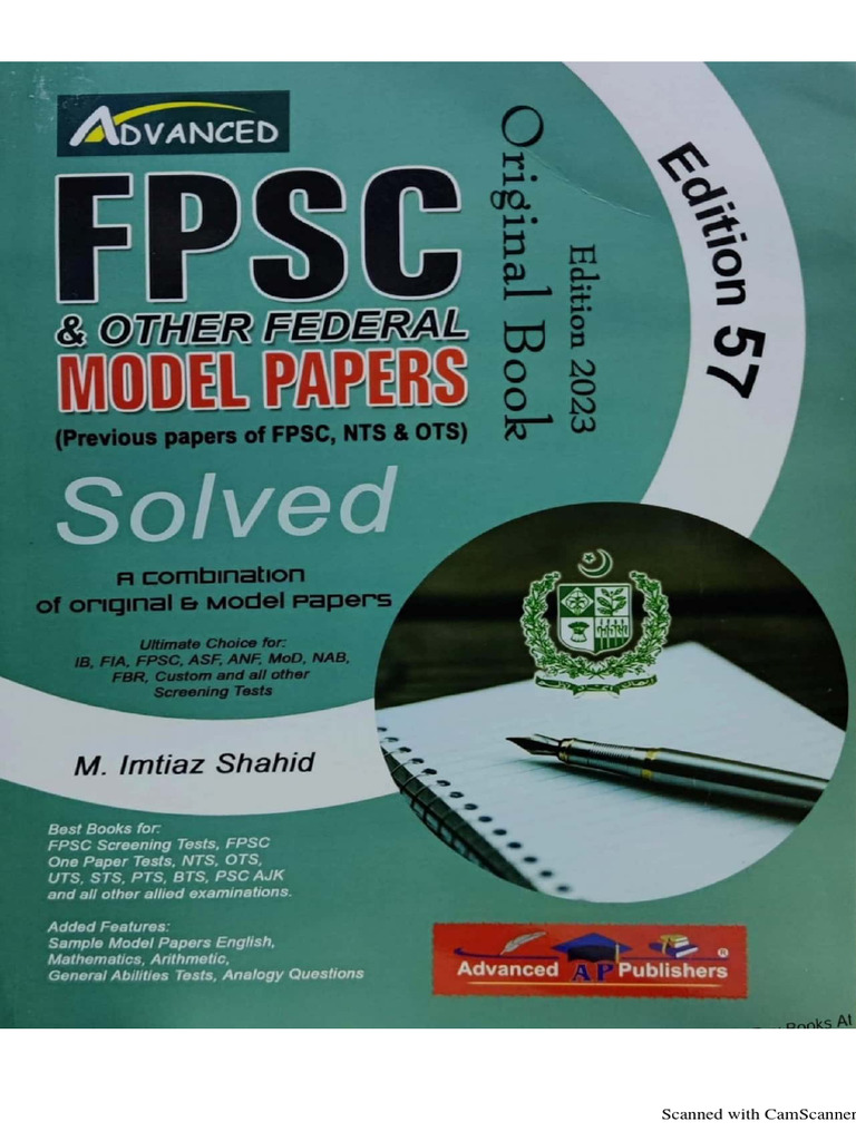 57TH FPSC Model Papers by Imtiaz Shahid-Pages-1 | PDF