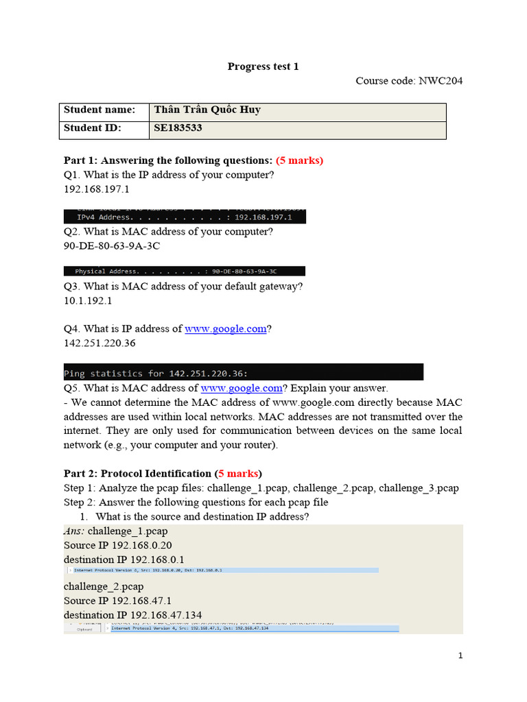 Progress Test 1 | PDF