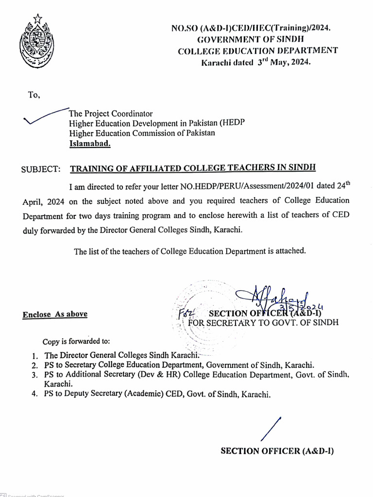 Final List For Training HEC 2024 | PDF | Karachi | Pakistan