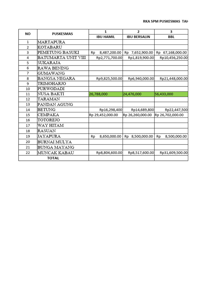 Format Isi Rka SPM Puskesmas 2024 22 PKM | PDF