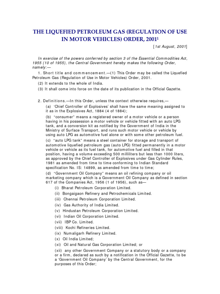 LPG Use Regulation for Motor Vehicles | PDF | Liquefied Petroleum Gas ...