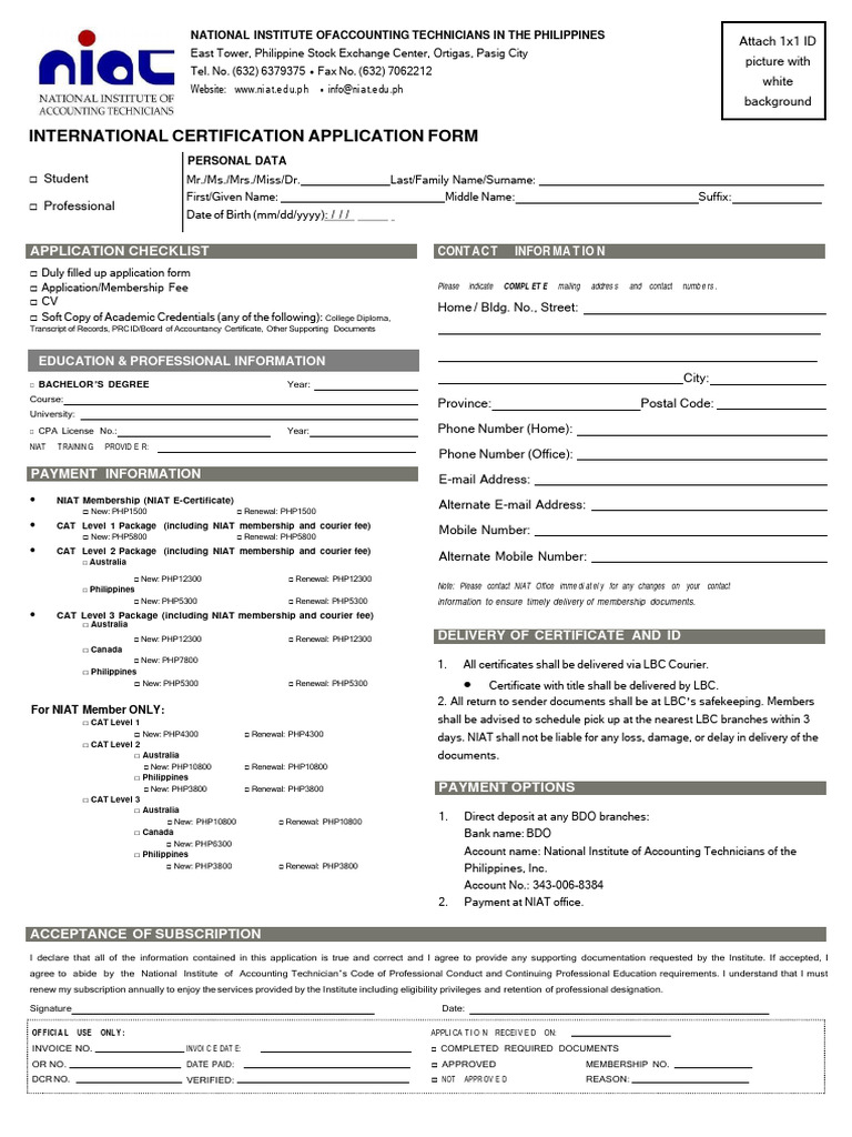 2024 Niat Application Form | PDF | Service Industries