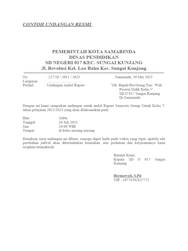 Contoh Undangan Resmi | PDF