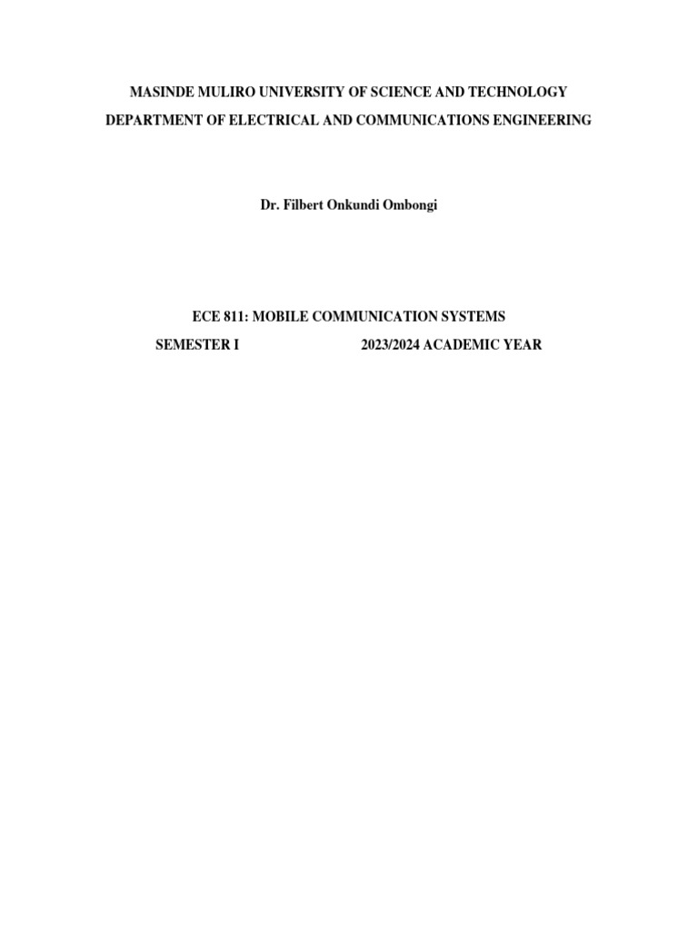 ECE 811 Mobile Communication Sytems Chapter 1 and 2 Notes | PDF | Mimo ...
