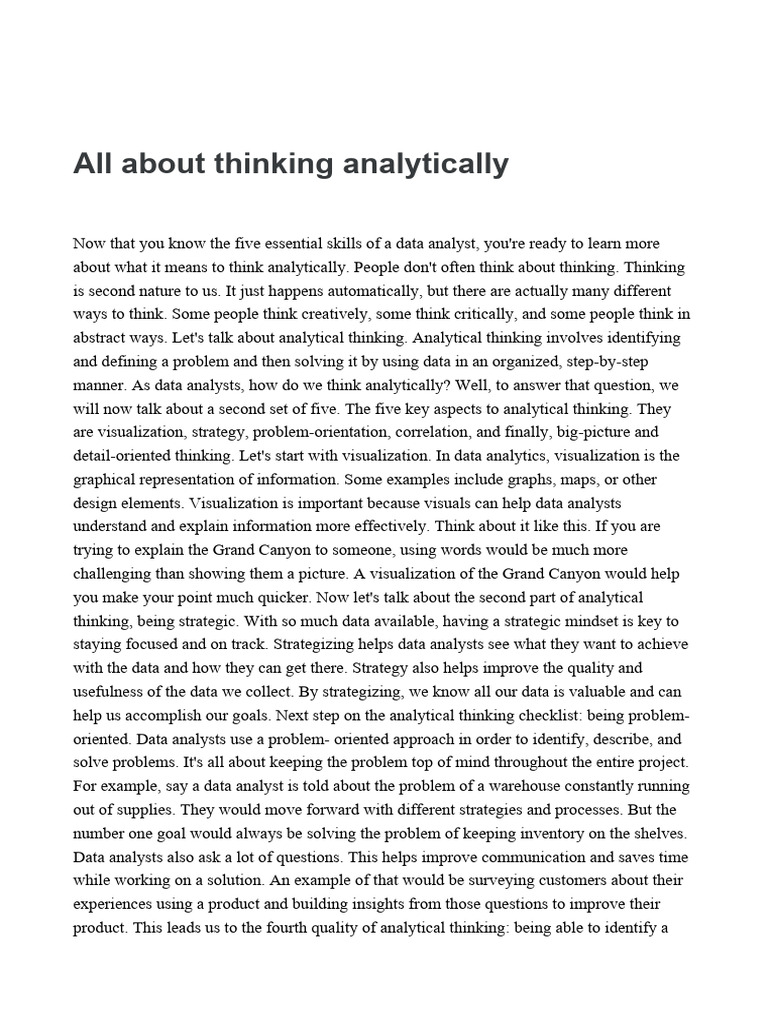 Week 2 - Video All About Thinking Analytically | PDF