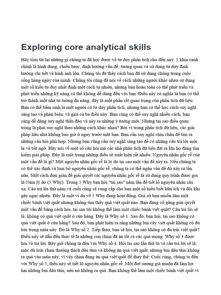 Week 2 - Video Exploring core analytical skills | PDF