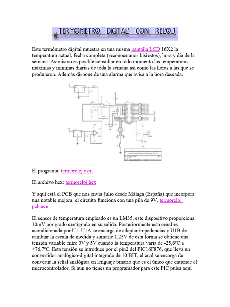 Este Termómetro Digital Muestra en Una Misma Pantalla LCD 1 | PDF | Almacenamiento de datos de ...