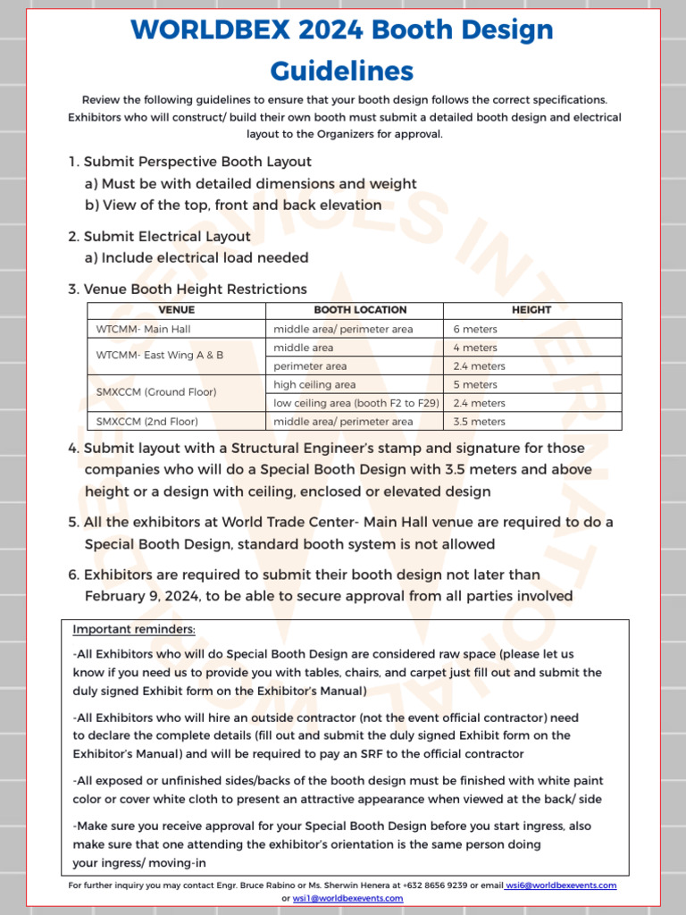 WORLDBEX 2024 - Special Booth Design Guidelines | PDF